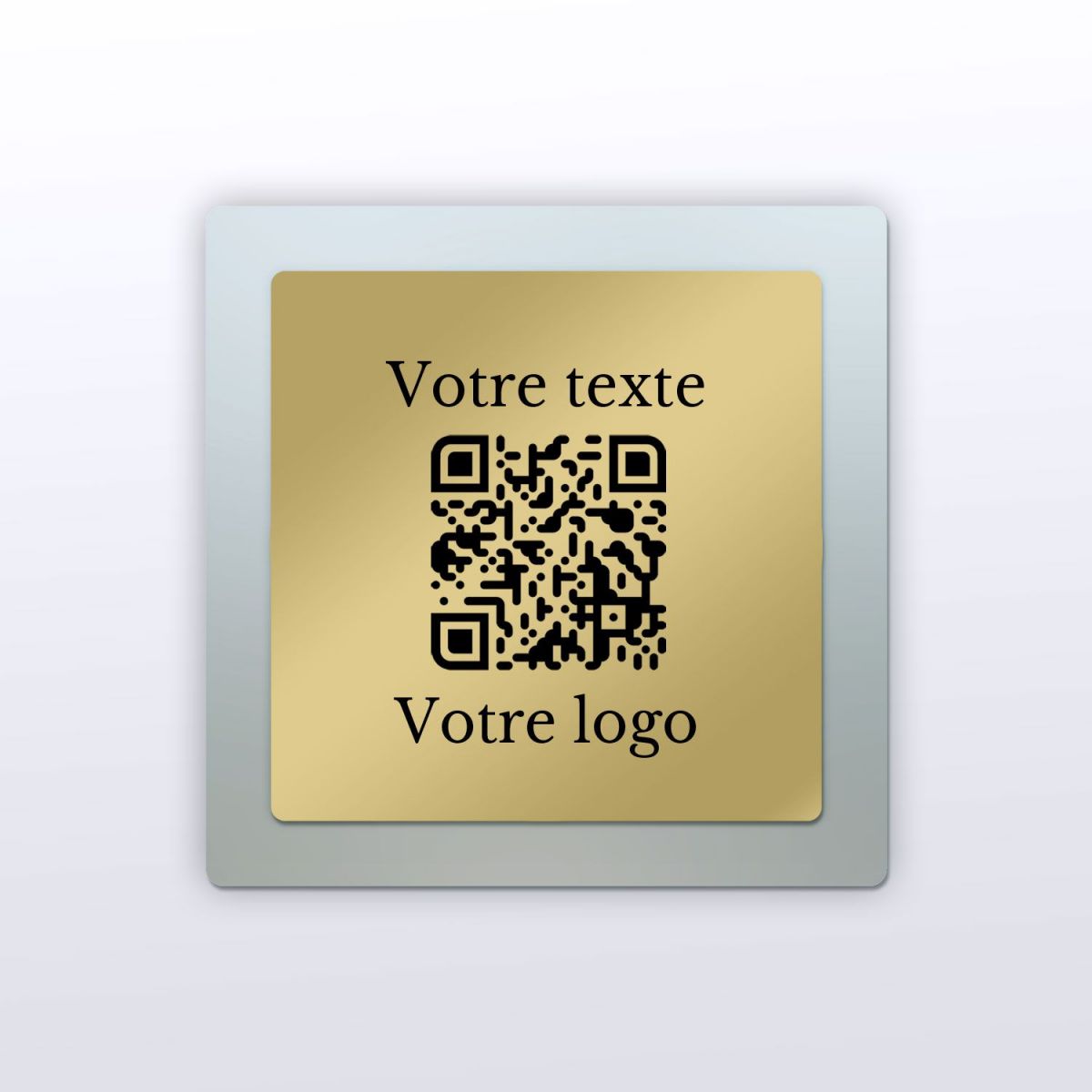 Plaque QR code carrée en plexiglas aspect laiton