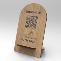Présentoir QR code arrondi en bois simple