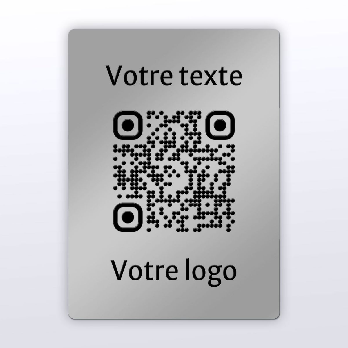 Autocollant QR code sticker rectangle aspect inox