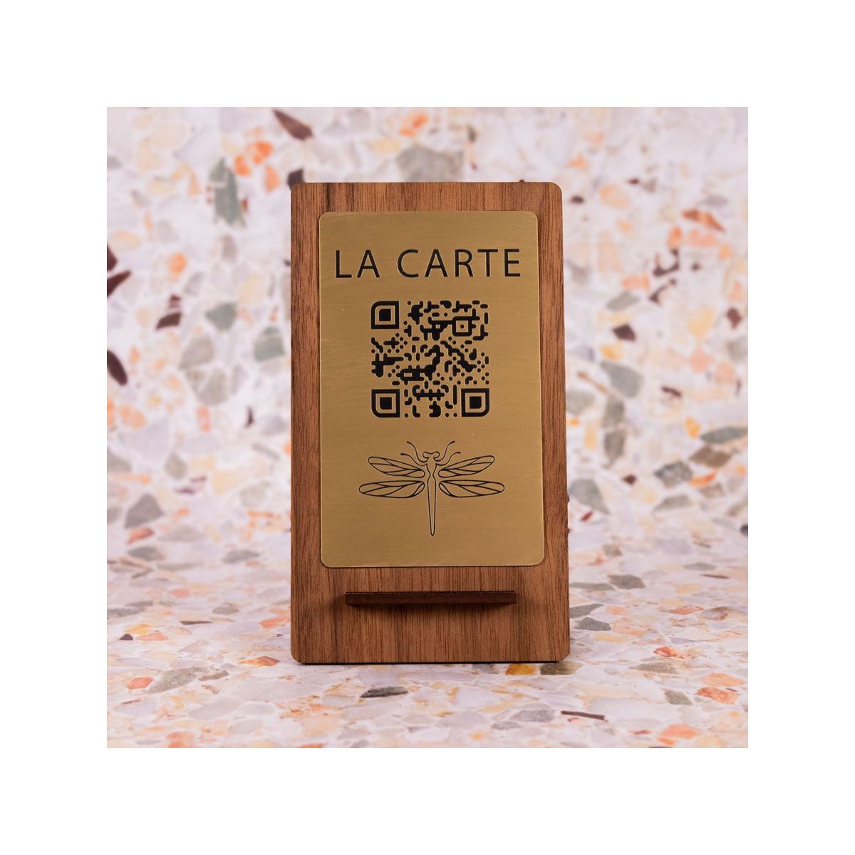 Présentoir QR code arrondi en bois simple