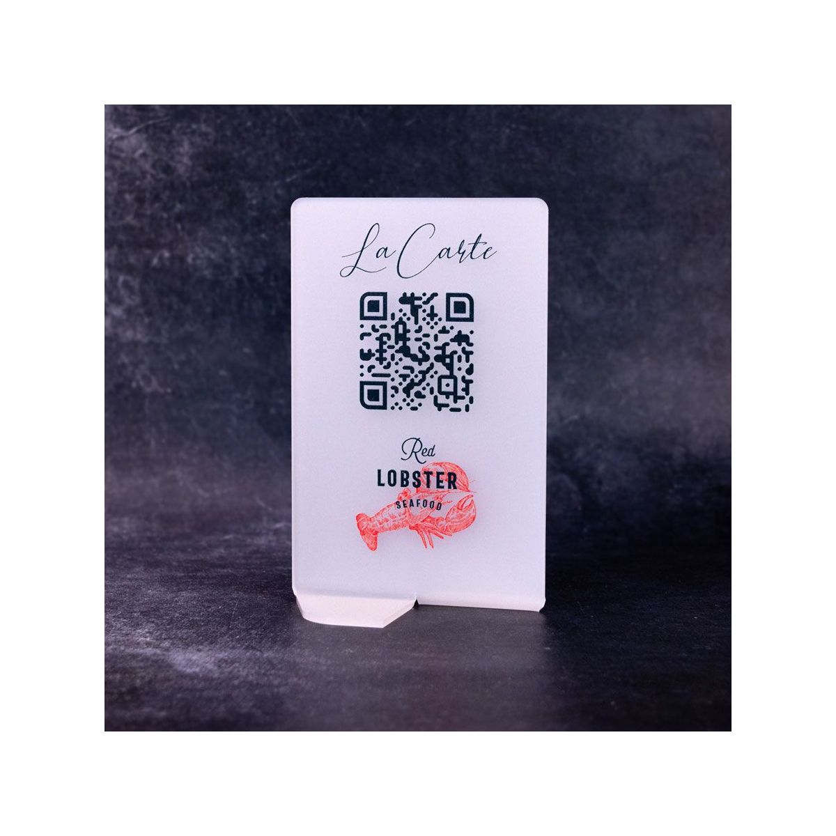 Présentoir QR code vertical carré coloré en plexiglass givré