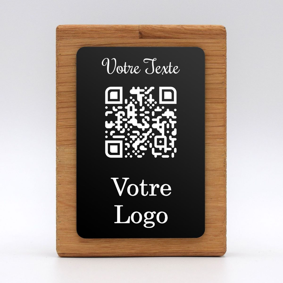 Support rectangulaire QR code en bois aspect noir